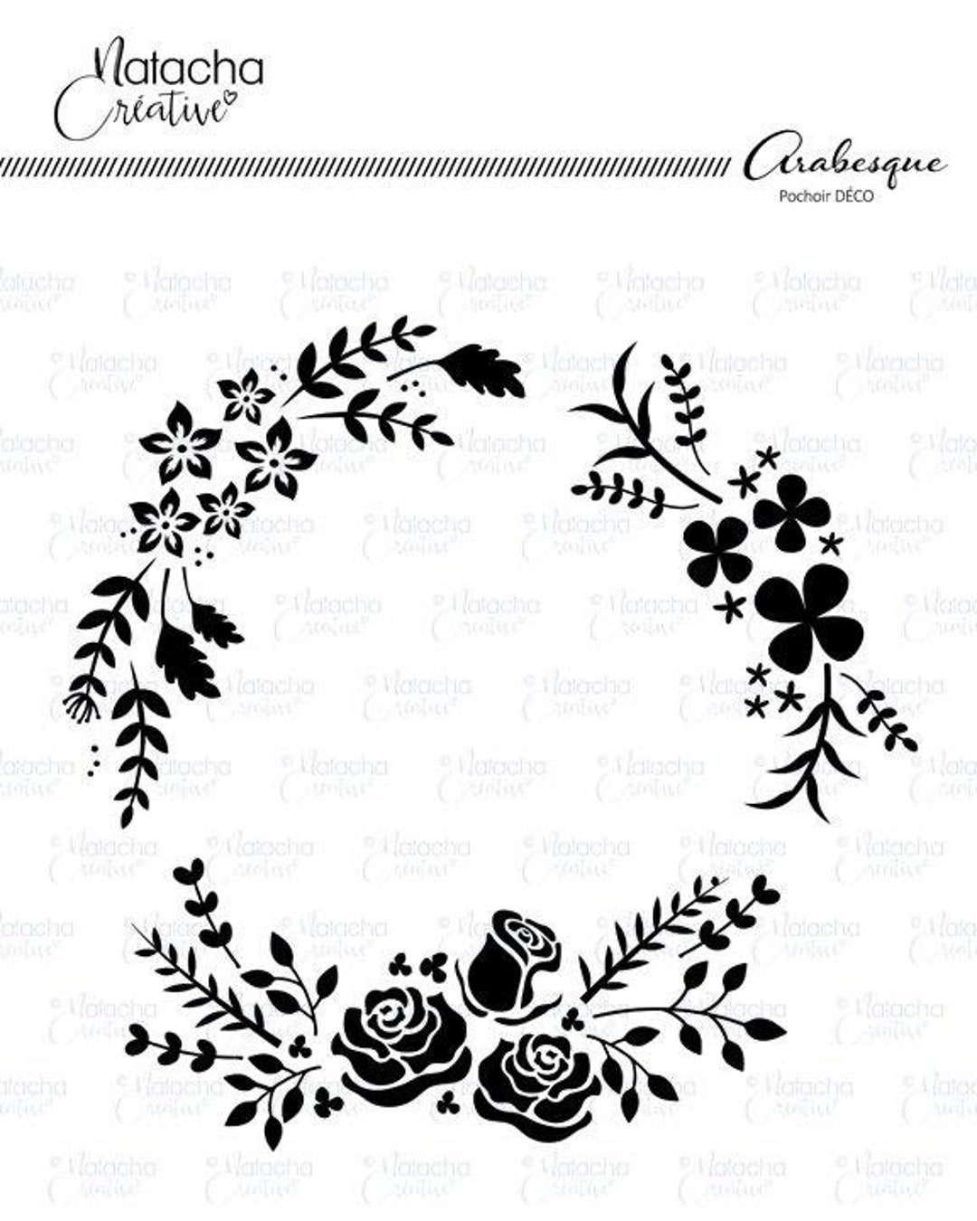 Arabesque Flower Wreath Stencil for Furniture Painting and DIY Craft ...