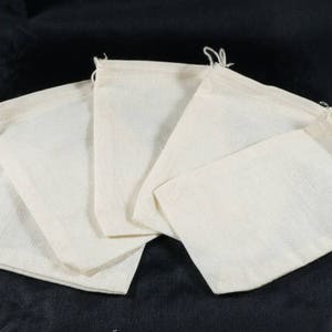 Cotton Reuseable Tea Bag With Drawstring. Pack of 5 Bags. 3 Sizes. 5"x3 ...