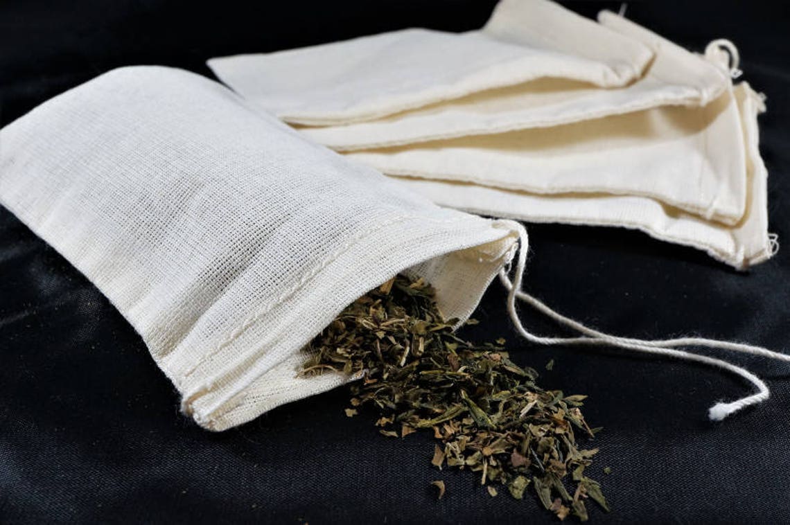 Cotton Reuseable Tea Bag With Drawstring. Pack of 5 Bags. 3 - Etsy