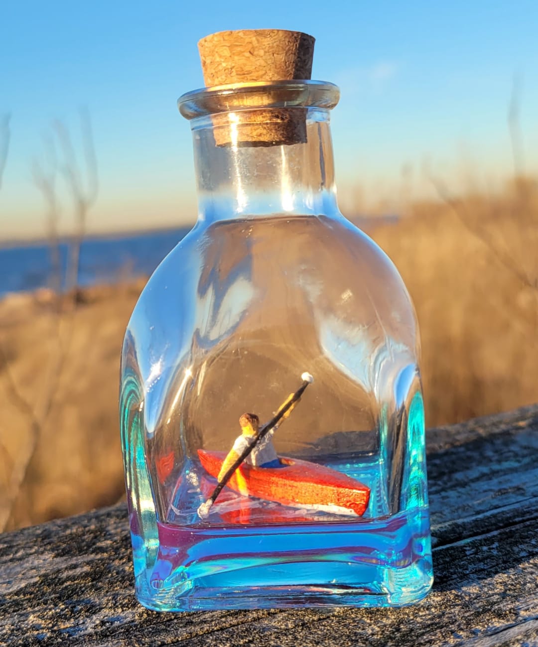Kayak in a Bottle, Paddling on Blue Water - Etsy