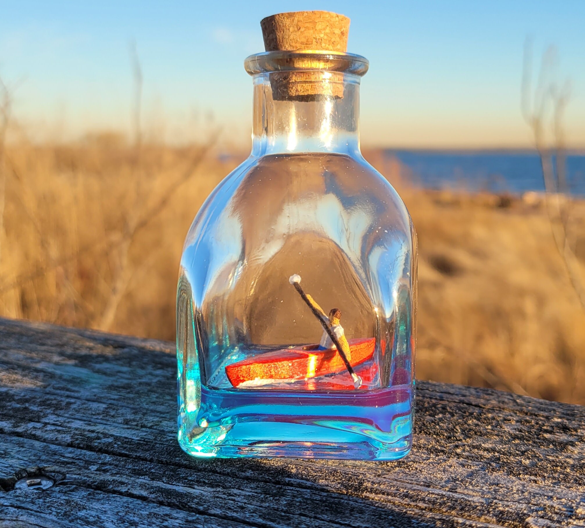 Kayak in a Bottle, Paddling on Blue Water - Etsy