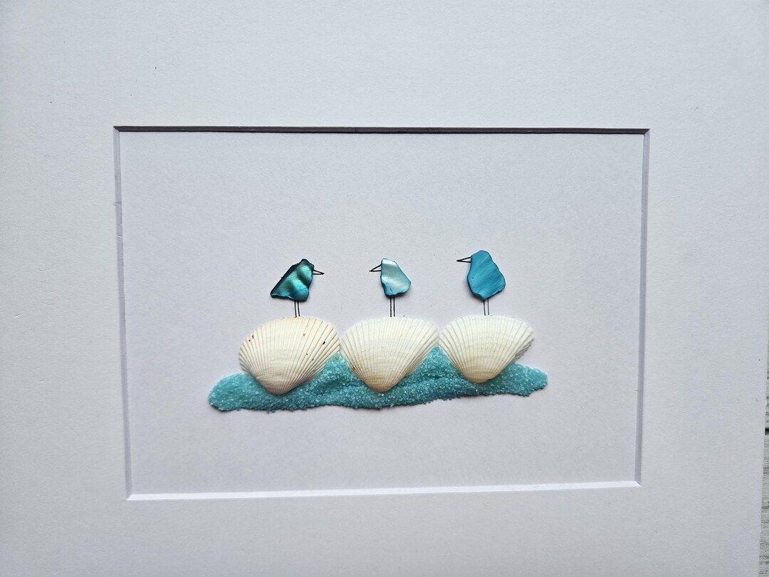 Seashell Art, Coastal Decor, Nautical Decor, Seashell Birds, Framed or ...