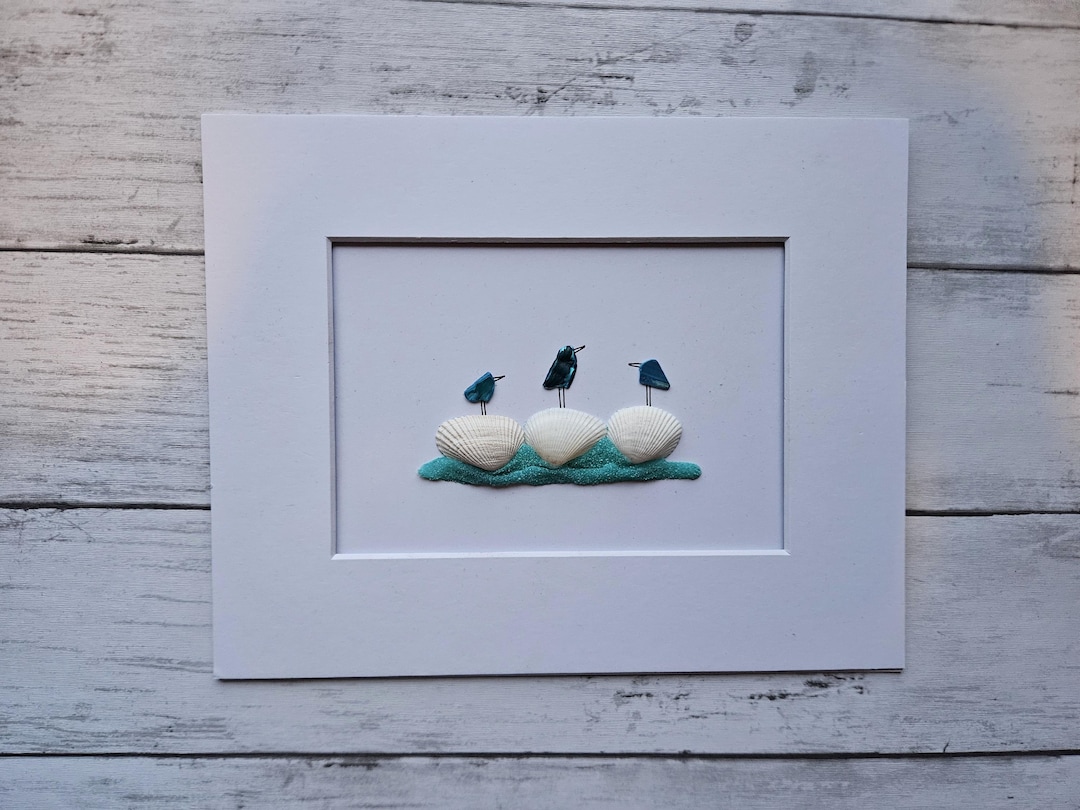 Seashell Art, Coastal Decor, Nautical Decor, Seashell Birds, Framed or ...