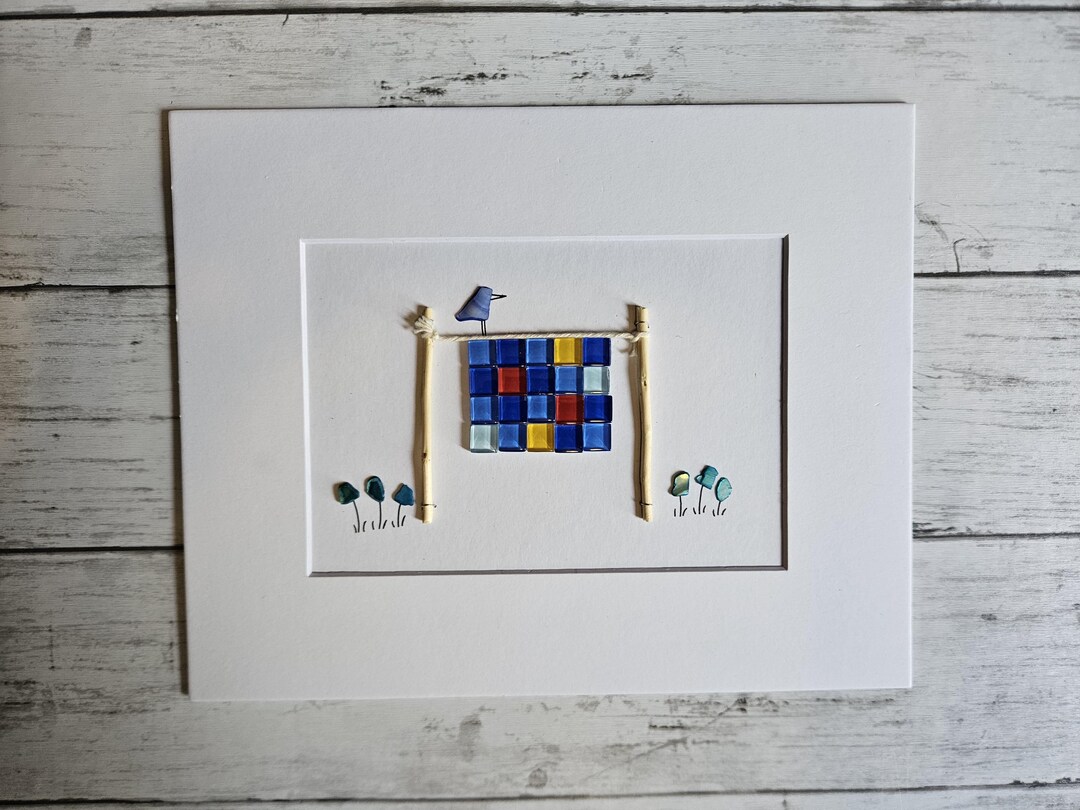 Clothes Line, Patchwork Quilt, Laundry Day, Coastal Decor, Mosaic ...