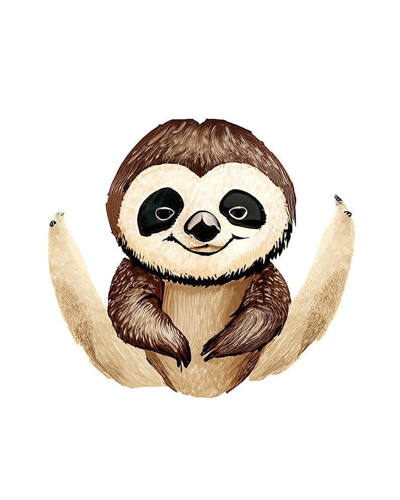 Funny Sloth Watercolor Clipart Instant Download PNG JPG - Etsy