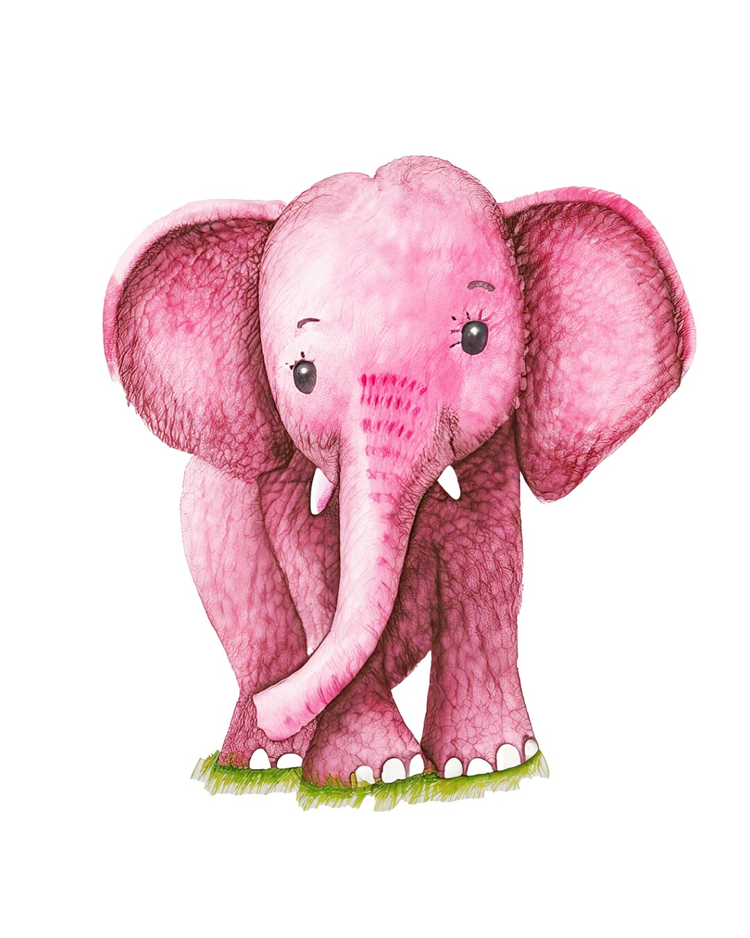 Pink Elephant Watercolor Clipart PNG JPEG - Etsy