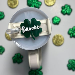 St. Patrick’s Day Stanley Name Plate, Shamrock Stanley Name Tag ...