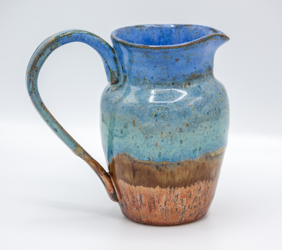 Handmade Wheel Thrown Ceramic Pitcher | Stoneware Pottery | Turquoise ...