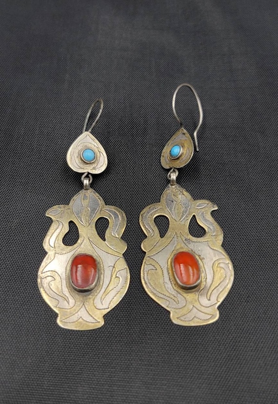 Vintage Beautiful Turkmani Afghanistan Silver With Go… - Gem
