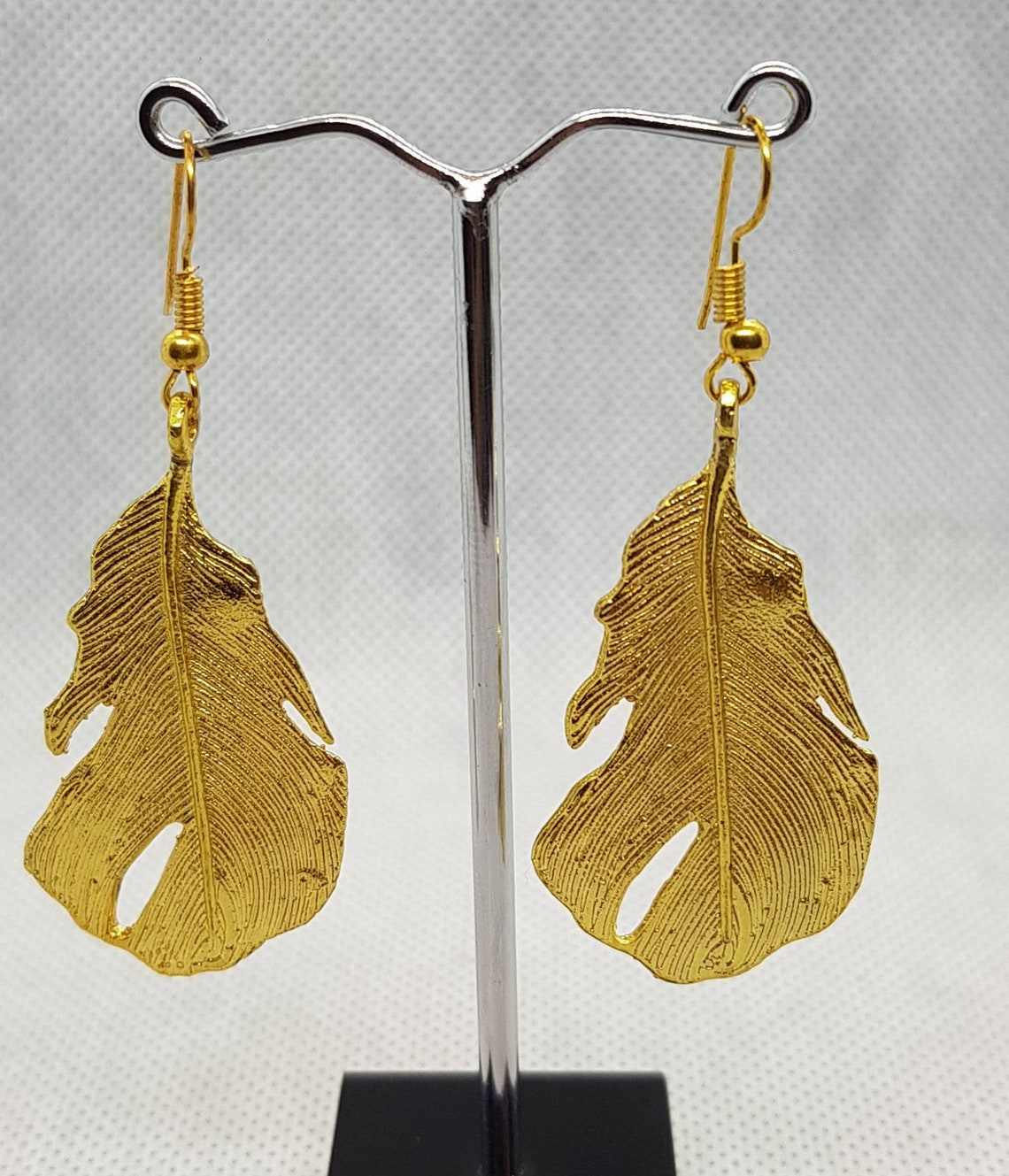 Silver Gold-plated Beautiful Leaf Shape Vintage Earings - Etsy