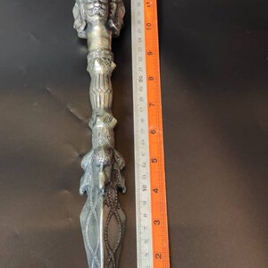 Beautiful Rare Tibetan Ritual Dagger phurba Silver Handcrafted 350 Years Mahakala 3 Face Art ...