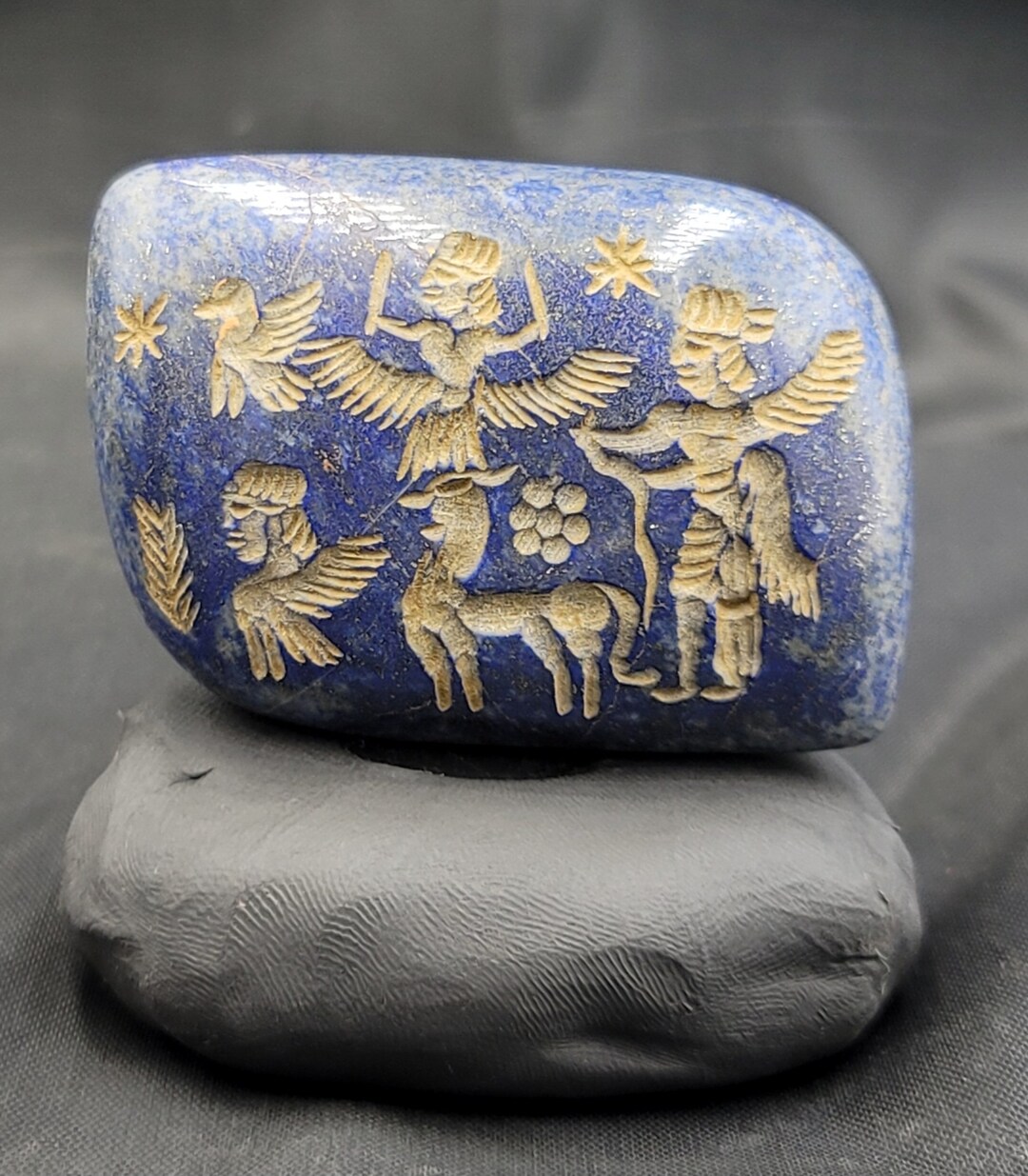 Ancient Old King With Wings Pugues and Loin Intaglio Tablet Lapis ...