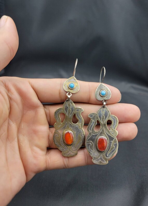 Vintage Beautiful Turkmani Afghanistan Silver With Go… - Gem