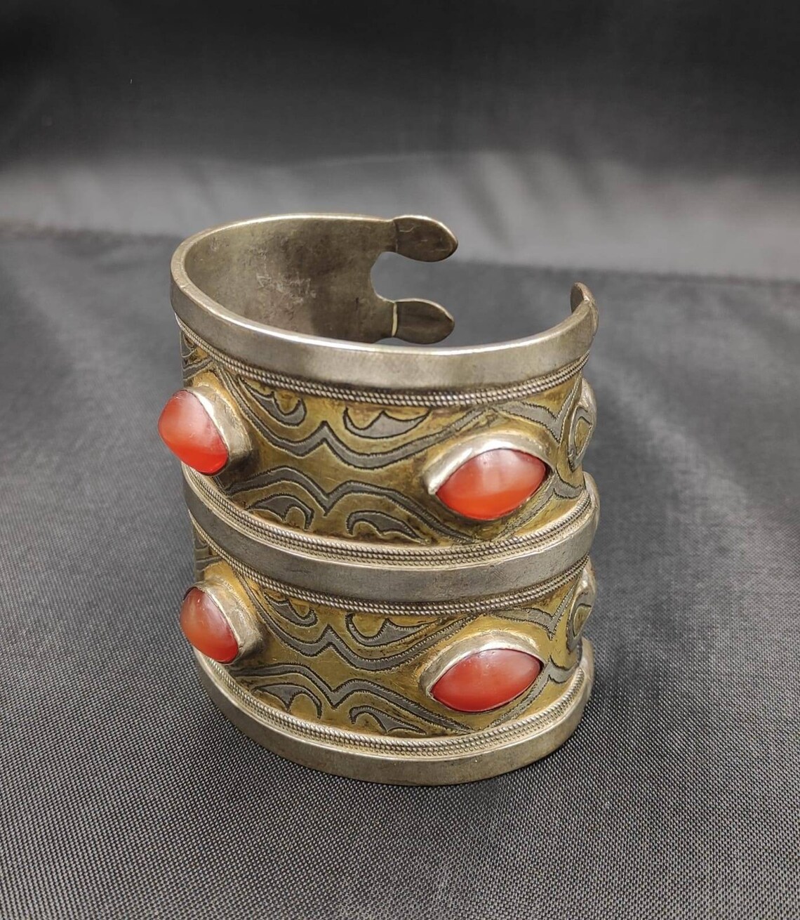 Wonderful Antique Old Silver With Gold Sheet Turkmani Cuff - Etsy
