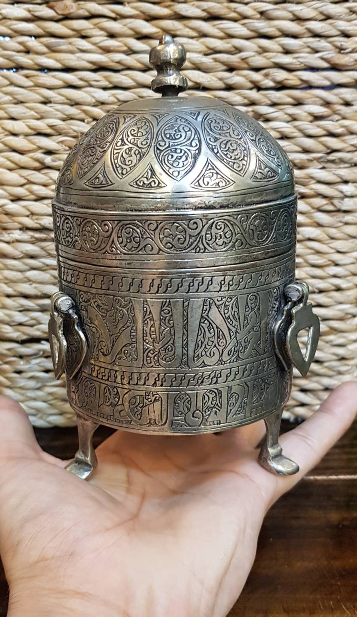 Antique Silver on Brass Beautiful Box Islamic Calligraphy - Etsy