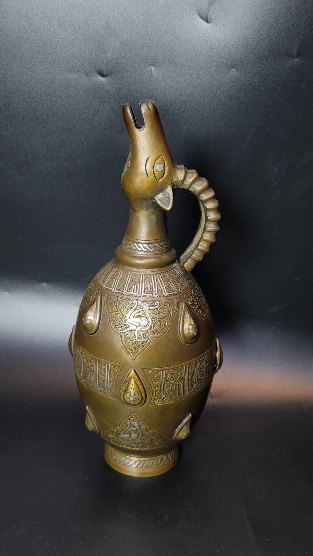 Beautiful Antique 14th Century Bronze With Silver Inlaid Carved Islamic ...
