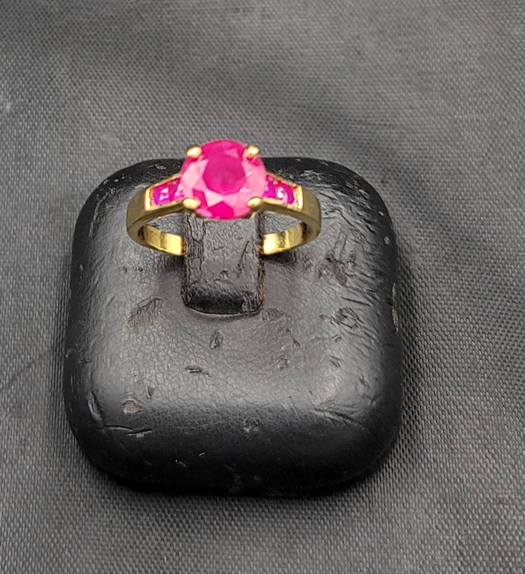 Red Ruby Gold Over Sterling Silver Ring: Handmade Vintage Style - Etsy