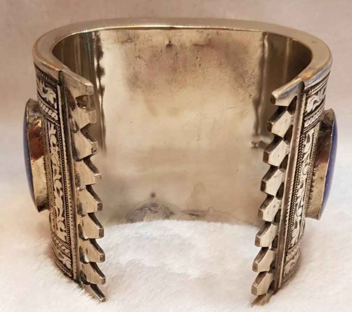 Wonderful Real Old Silver Vintage Bangle / Cuff with Lapis | Etsy