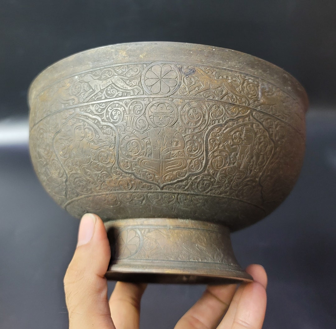 1700th Century Ottoman Empire Bronze Carved Ancient Calligraphy Bowl - Etsy