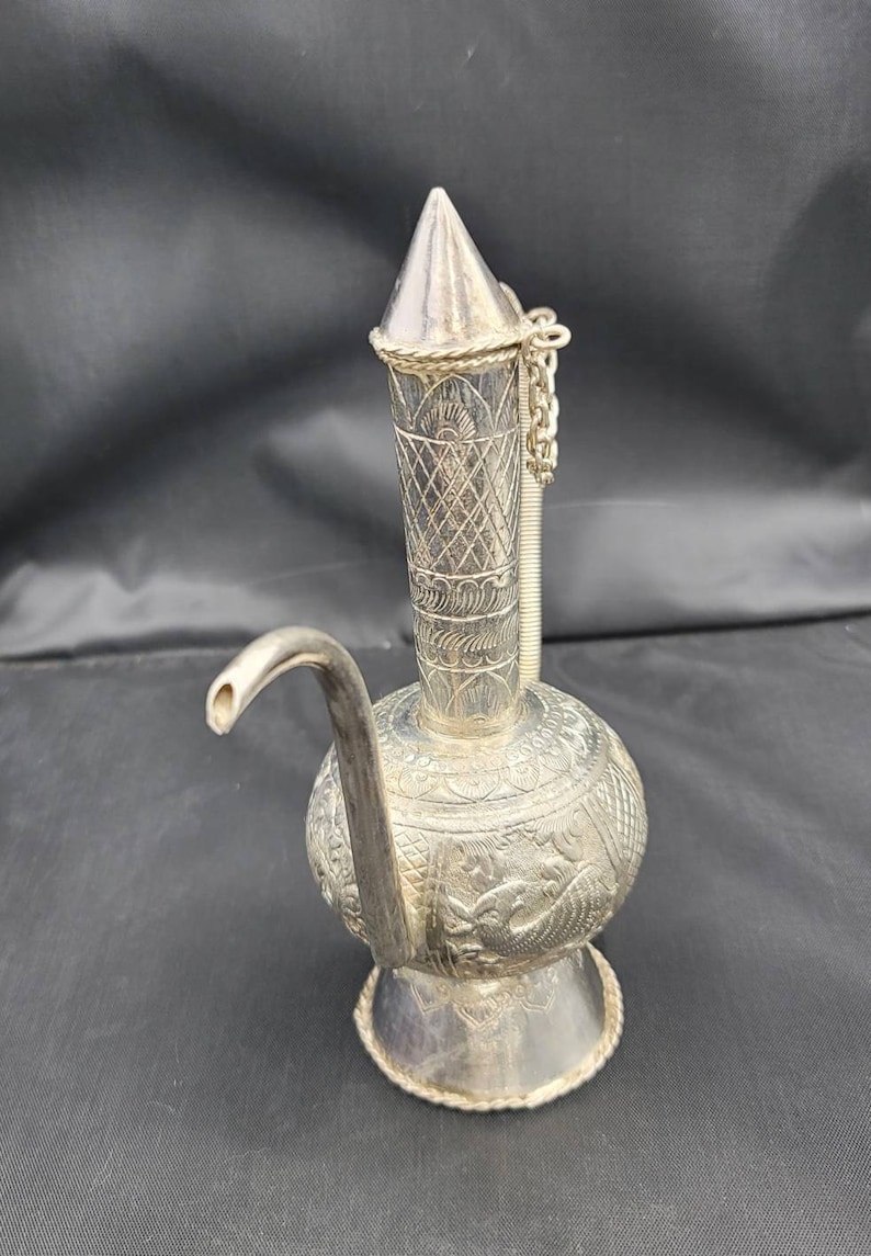 17th Century Mughal Silver Teapot: Handmade Carved Antique Pitcher - Etsy