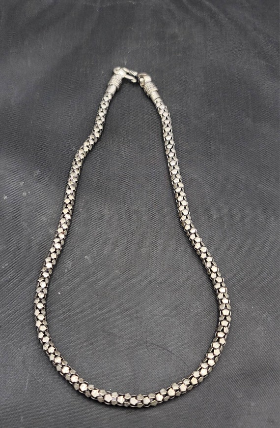 Handmade Beautiful Nepali Silver Old Chain Necklace - Gem