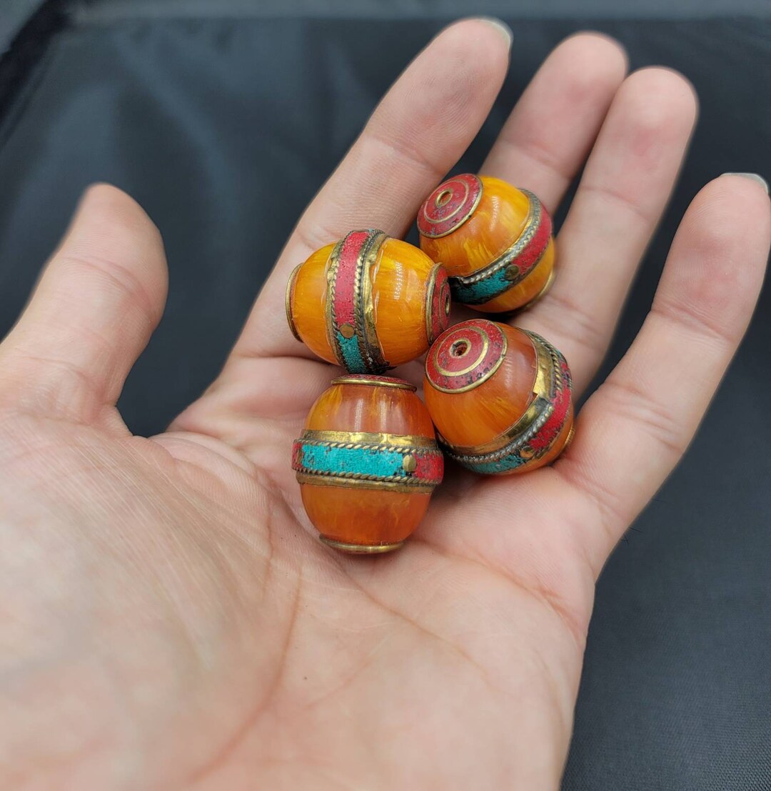 Vintage Beautiful Copal Beads With Natural Turquoise and Coral Stone ...