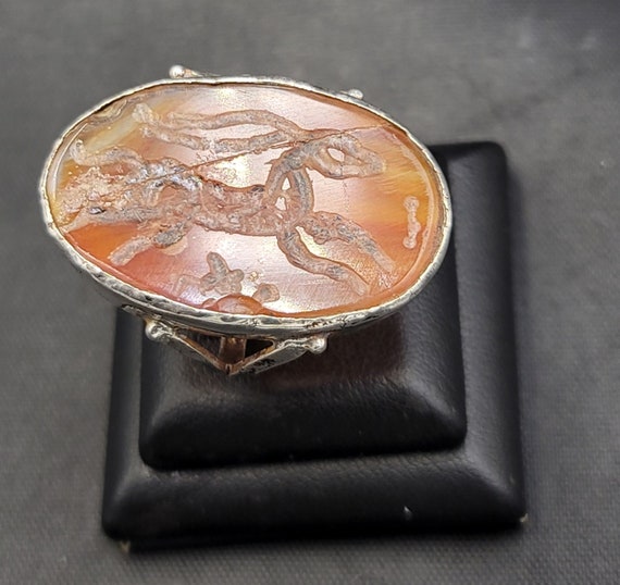 Ancient Old Deer Intaglio Unique Silver Ring With Anc… - Gem