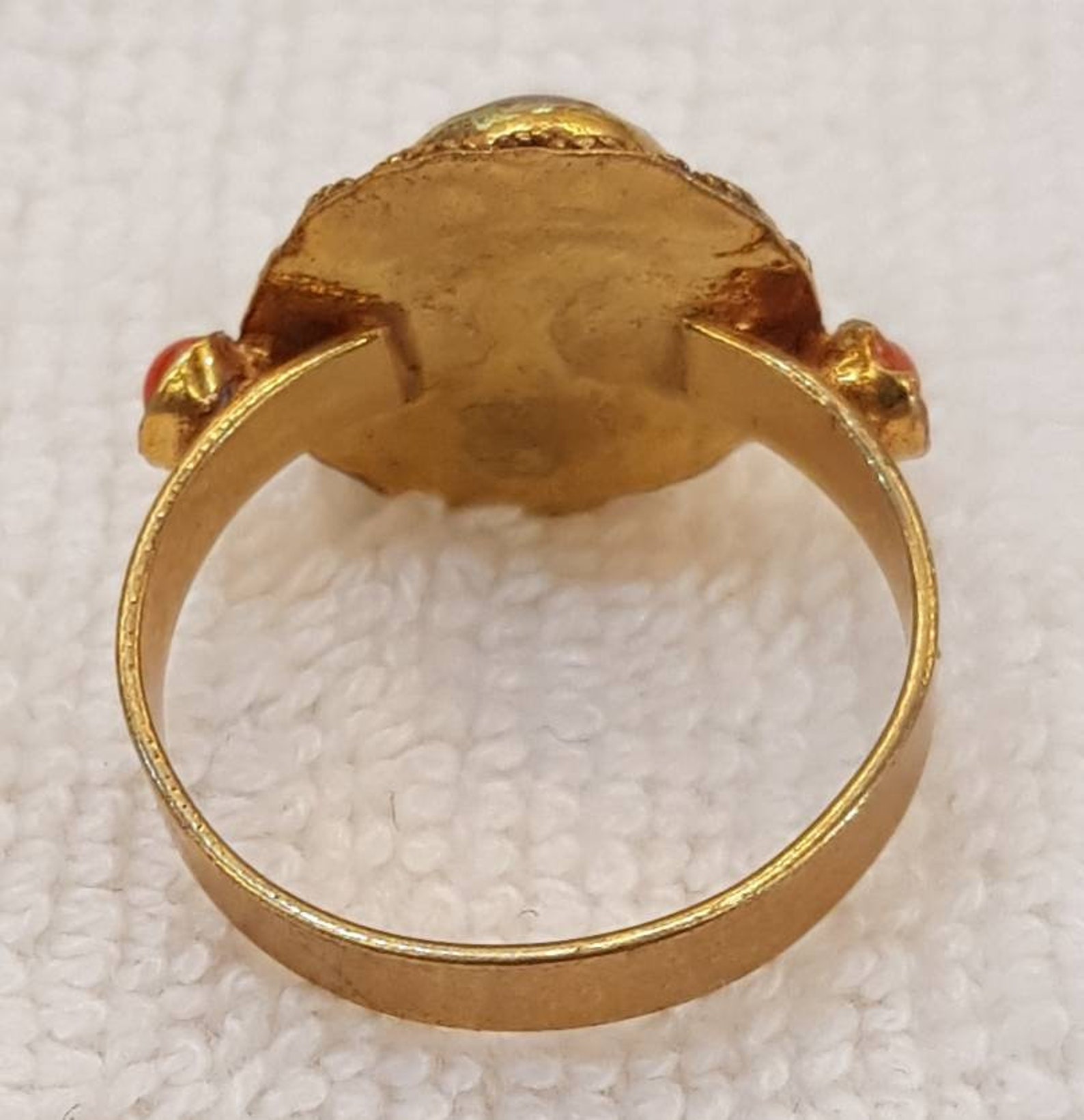 Gold Plated Vintage Middle Eastern Ring With Beautiful Granite | Etsy