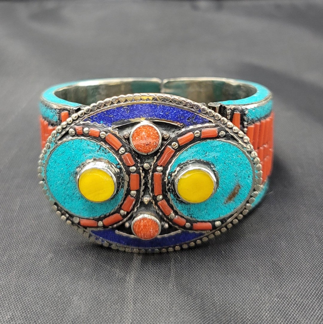 Superb Excellent Quality Boho Tibeten Old Silver Vintage Bracelet With ...