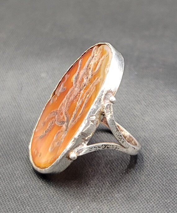 Ancient Old Deer Intaglio Unique Silver Ring With Anc… - Gem