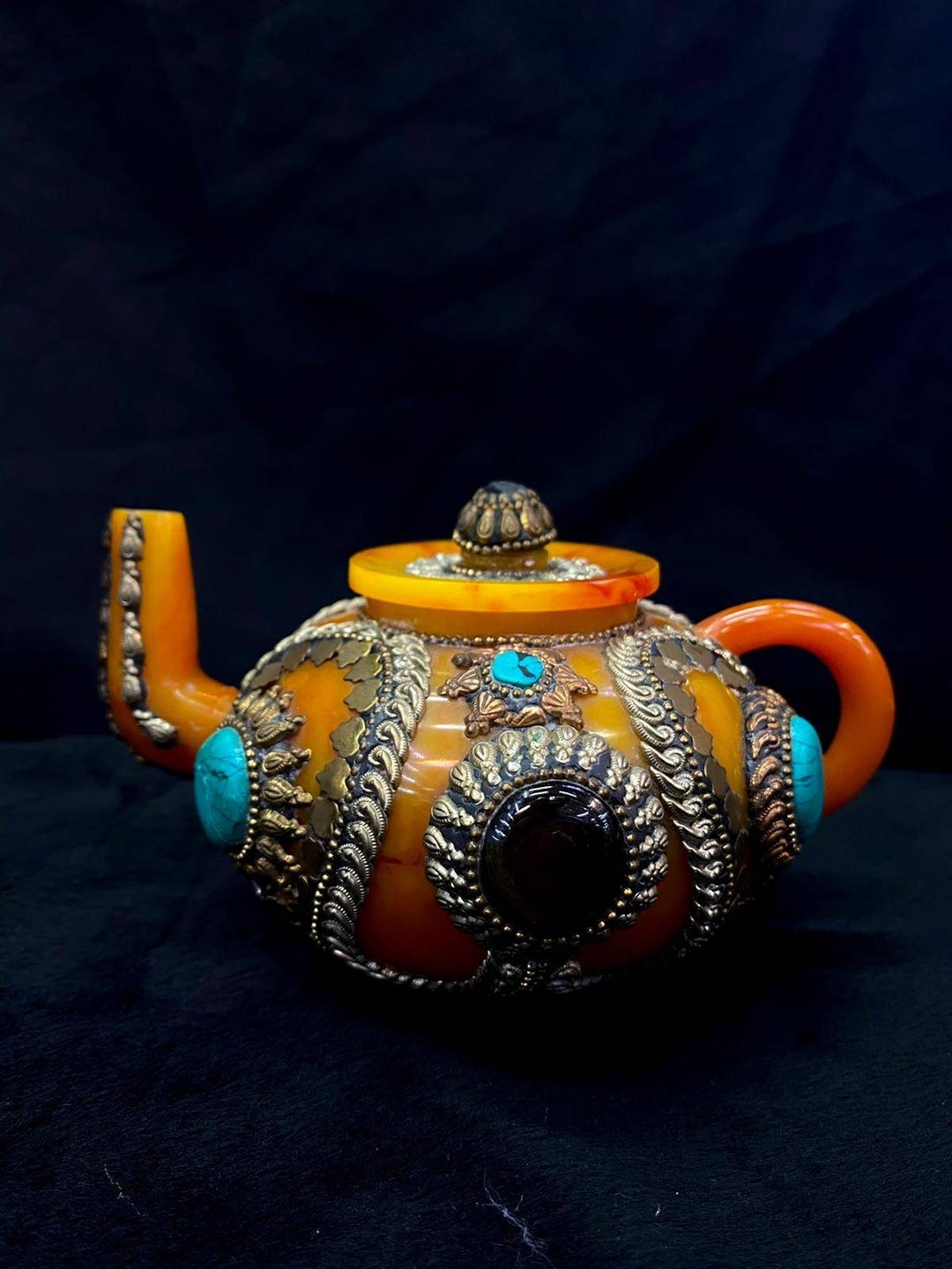 Copal Vintage Beautiful Handmade Tea Pot With Natural Turquoise and ...