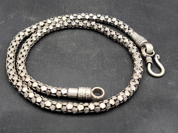 Handmade Beautiful Nepali Silver Old Chain Necklace - Gem