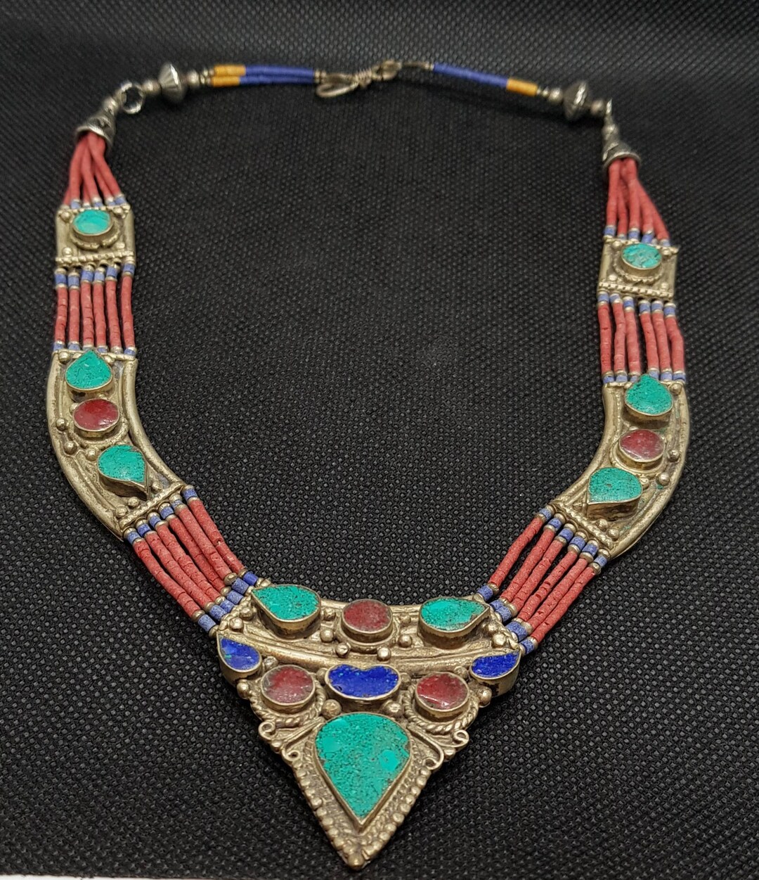 MEDIEVAL! Beautiful Mix Silver Handicraft Necklace With Red Coral and ...