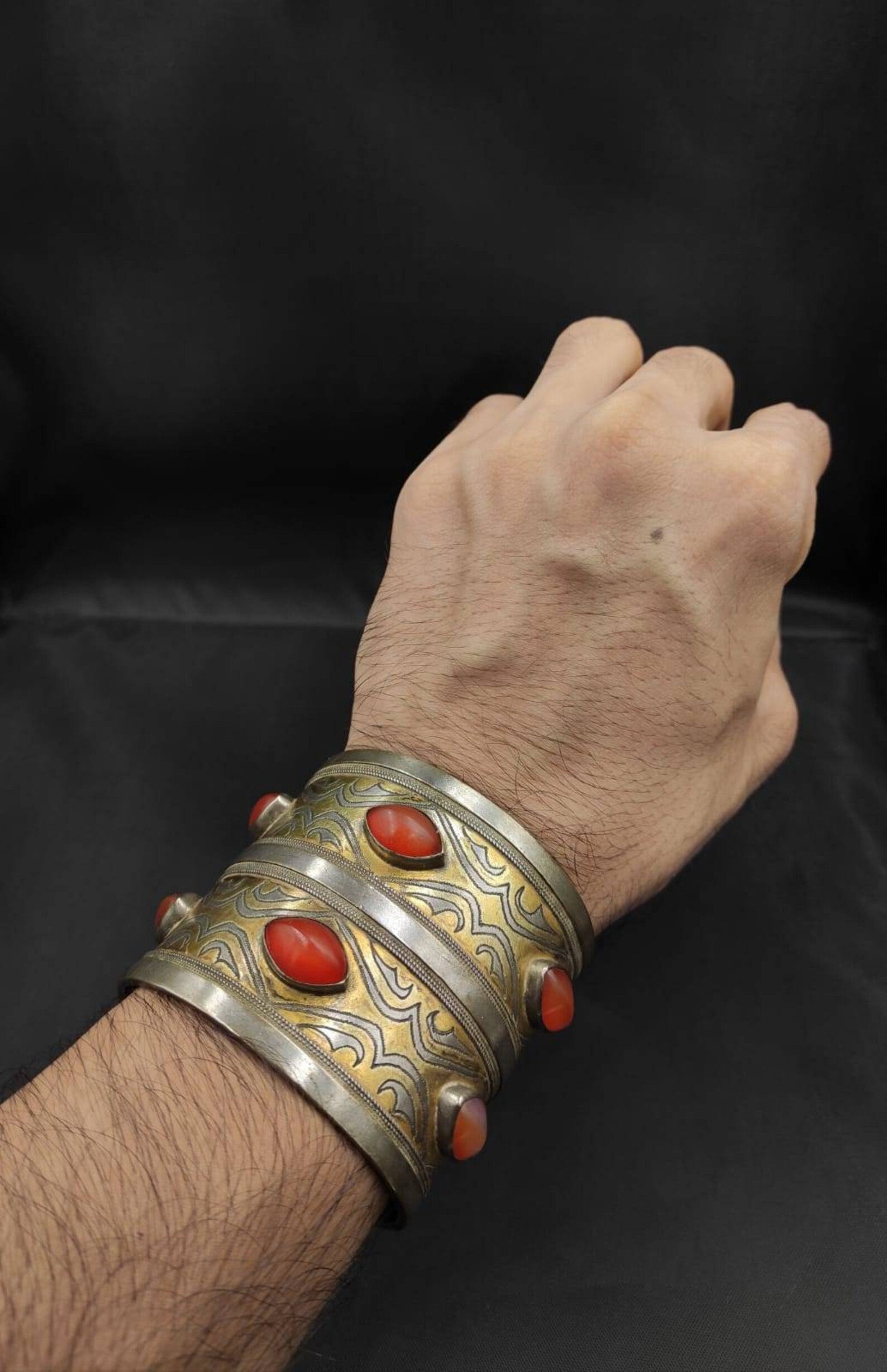 Wonderful Antique Old Silver With Gold Sheet Turkmani Cuff - Etsy