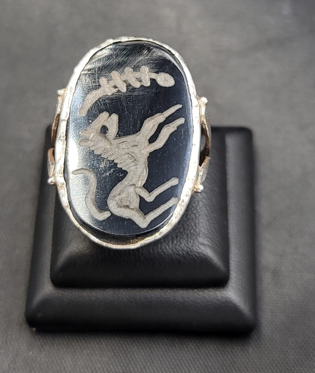 Amizing Loin Intaglio Unique Silver Ring With Ancient Agate Stone - Etsy