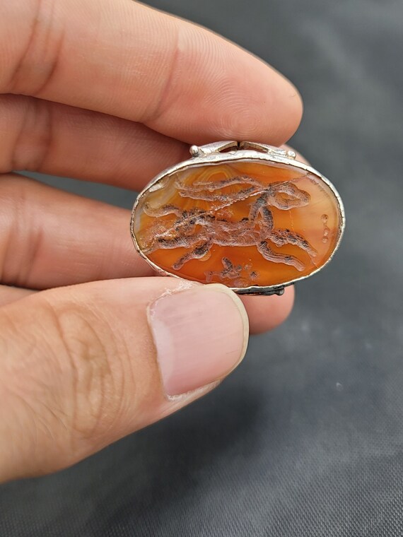 Ancient Old Deer Intaglio Unique Silver Ring With Anc… - Gem