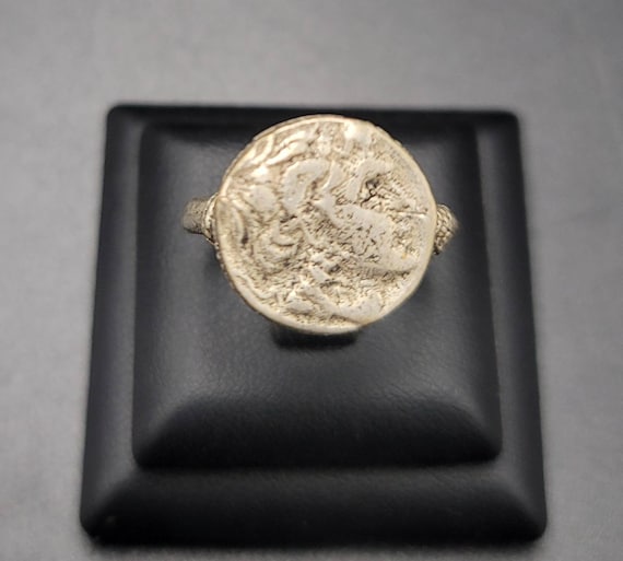 Greek Empire 3rd Century Ancient Silver Ring With Gre… - Gem