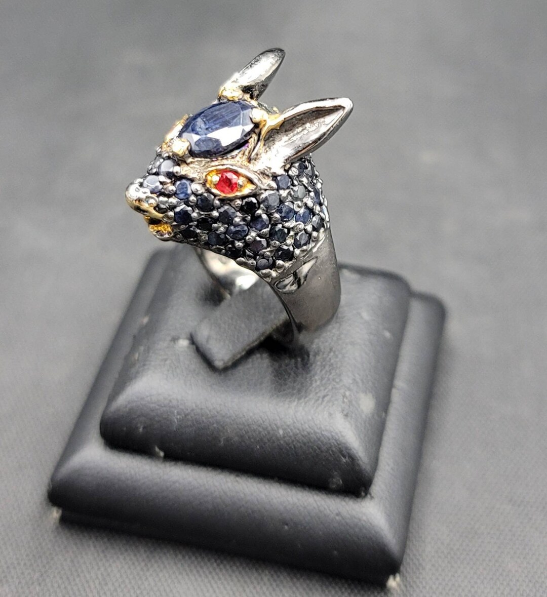 Natural Sri Lankan Bule Sapphire Gemstone Unique Ring Sterling Silver ...