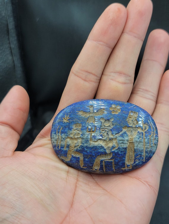 4th Century B.C Ancient Sumerian King Gilgamesh Image Intaglio With Early Form of Writing Tablet Lapis Lazuli Stone Etsy UK