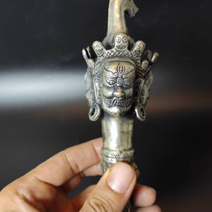 Beautiful Rare Tibetan Ritual Dagger phurba Silver Handcrafted 350 Years Mahakala 3 Face Art ...