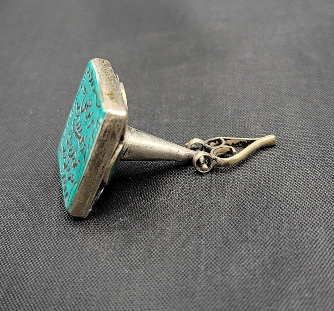 Ancient Old Turquoise Islamic Calligraphy Carved Old Silver Stamp ...
