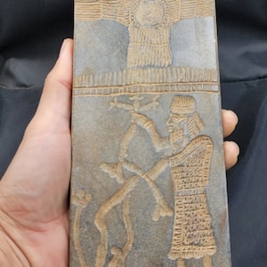Ancient Sumerian King Gilgamesh With Goddess and Loin Intaglio Tablet ...