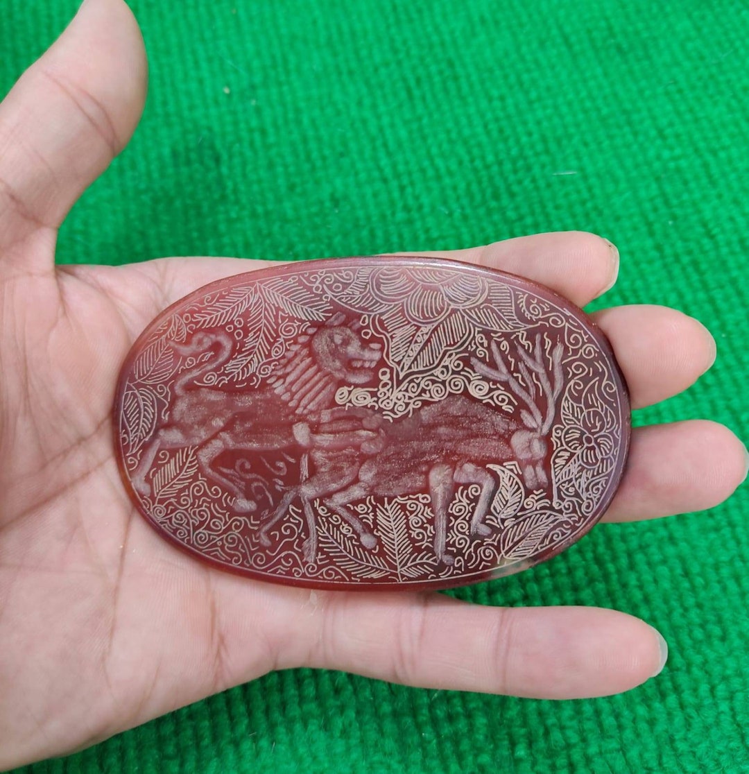 Ancient Egyptian Agate Stone Loin Deer Intaglio Stone BC 12th Century ...
