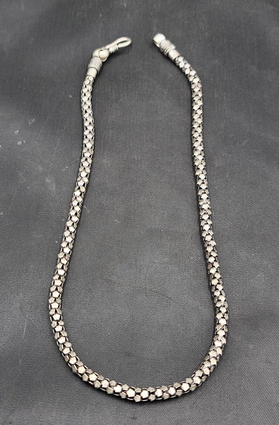 Handmade Beautiful Nepali Silver Old Chain Necklace - Gem