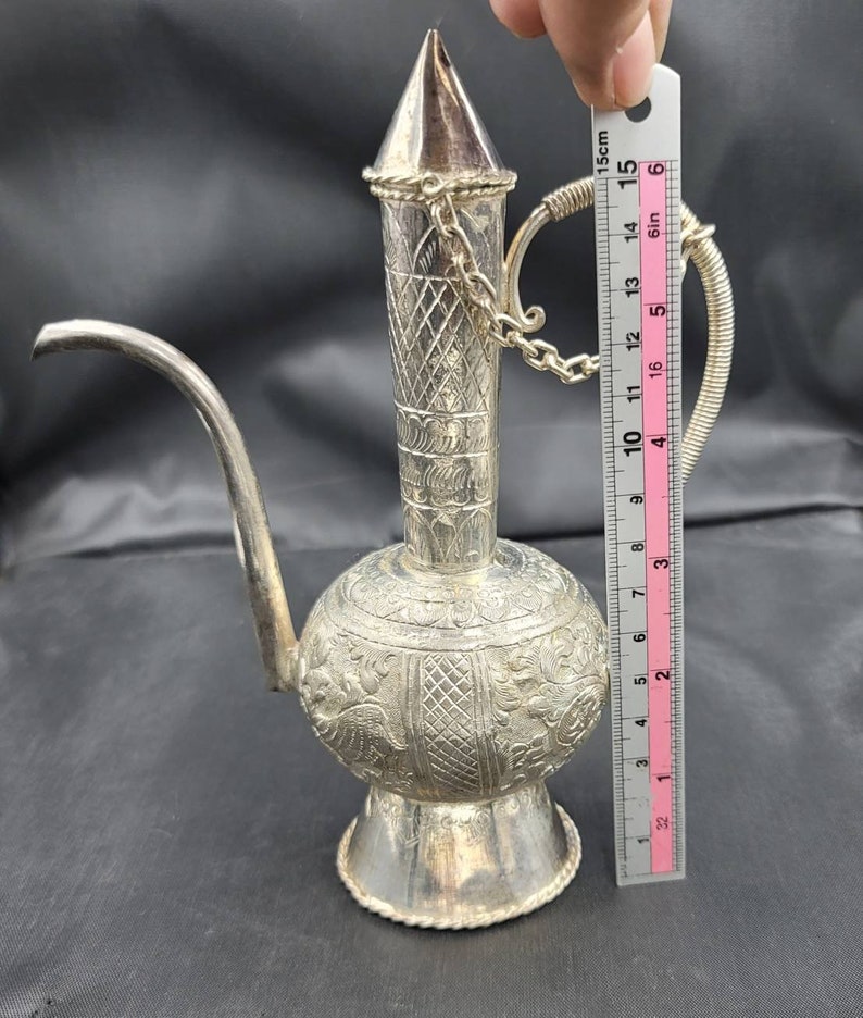 17th Century Mughal Silver Teapot: Handmade Carved Antique Pitcher - Etsy