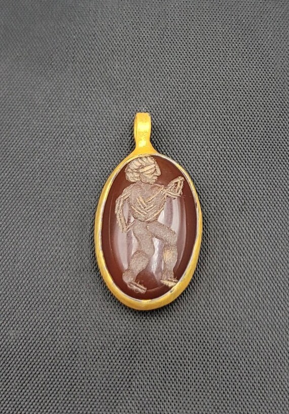 Ancient Agate Stone Roman King Fighter Intaglio Gold … - Gem