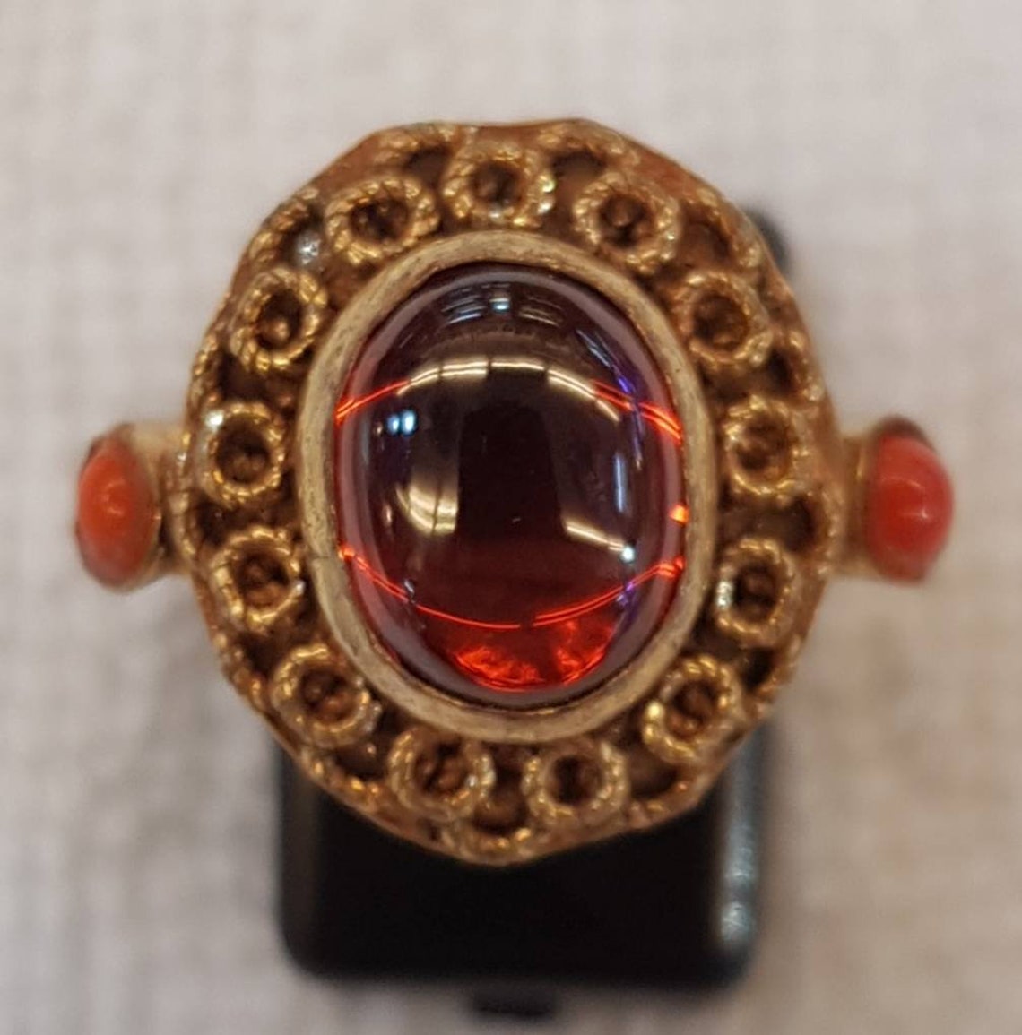 Gold Plated Vintage Middle Eastern Ring With Beautiful Granite | Etsy