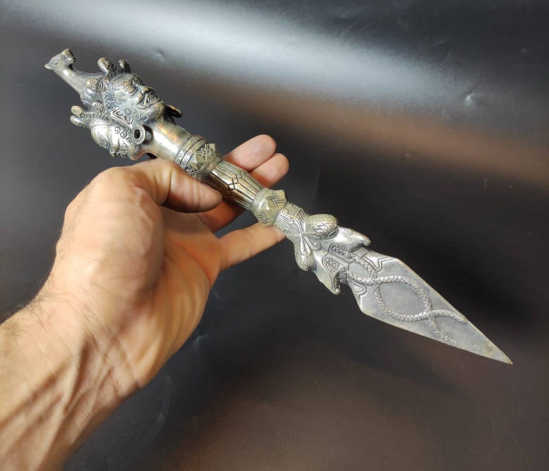 Beautiful Rare Tibetan Ritual Dagger phurba Silver Handcrafted 350 ...