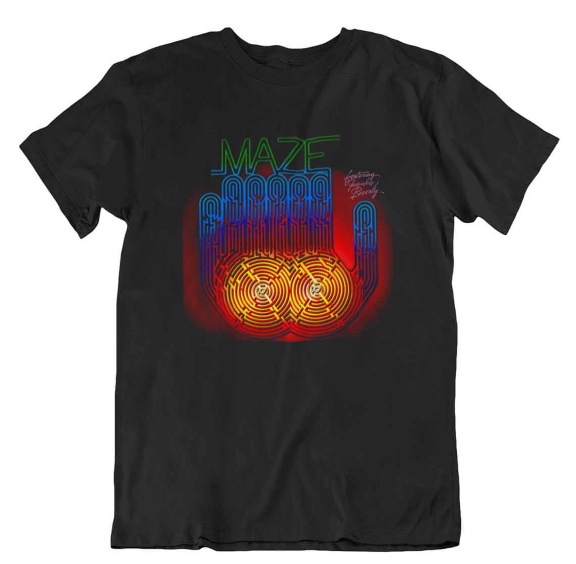 Maze T Shirt Vintage Funk Soul Band Digital Screen Print Graphic Black ...
