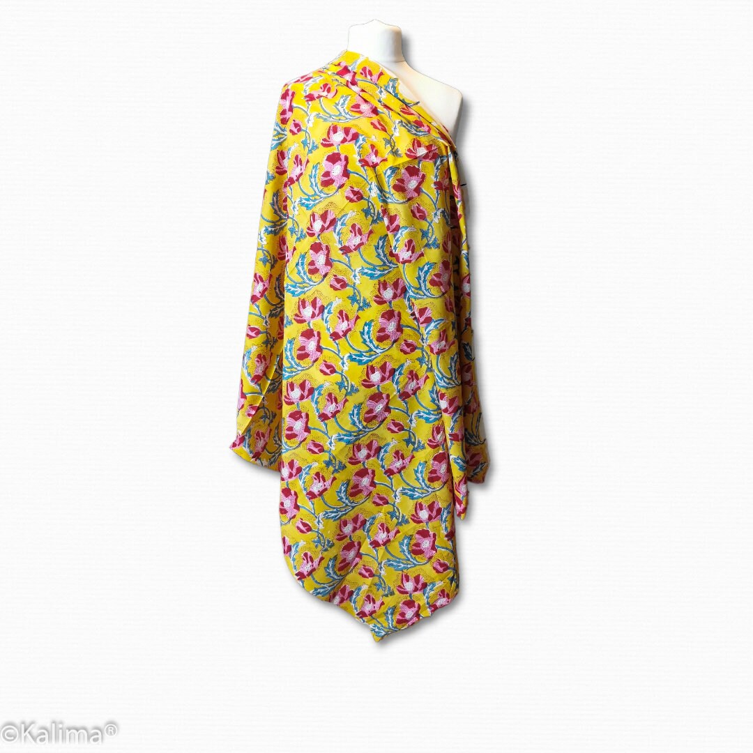 Cloth, Shawl Hand Print Poppies in Yellow. Kalima Brand. Maxi Scarf And ...